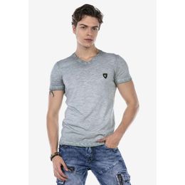 Cipo & Baxx CIPO & BAXX Herren T-Shirt "T-Shirt", gr&uuml;n, Gr. XL, unifarben, 100% Baumwolle, Shirts, mit kleinem Logo-Patch