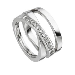 Jobo Damen Fingerring "Ring mit 12 Diamanten", 56, SI = kleine Einschl&uuml;sse, Diamanten Wei&szlig;gold 585, wei&szlig;, Diamanten, Wei&szlig;gold 585, Fingerringe, 585