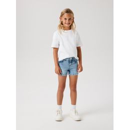 name it M&auml;dchen Shorts "NKFSALLI SLIM DNM SHORTS 5266-AU NOOS", Gr. 140, blau, Web, Obermaterial: 99% Baumwolle, 1% Elasthan, Abriebeffekte, Hosen