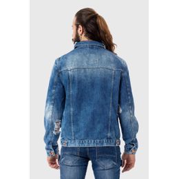 Cipo & Baxx CIPO & BAXX Herren Jeansjacke "Jacke", blau, Gr. M, unifarben, 100% Baumwolle, Jacken, im destroyed Look