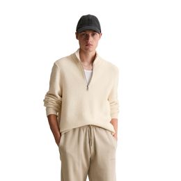 Marc O'Polo Herren Troyer "mit markanter Struktur", wei&szlig;, Gr. XXL, MARC O'POLO DENIM, unifarben, Obermaterial: 46% Baumwolle, 43% Schurwolle, 11% Polyamid,