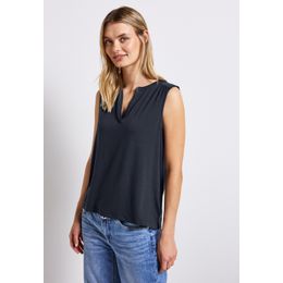Street One Damen Shirttop, blau, Gr. 34, unifarben, Stoff, 95% Viskose, 5% Elasthan, Tops, aus softer Viskose