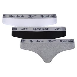 Reebok Damen Slip "Enrica", Gr. XS, schwarz-wei&szlig;, Obermaterial: 92% Polyester, 8% Elasthan, unifarben, Unterhosen, eng, basic, bequem, mit Logo,