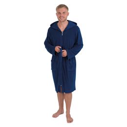WEWO-Fashion Herrenbademantel WEWO FASHION, L:110cm, blau, Leichtfrottier, Hausmäntel, "2031, ideal für Sauna & Spa, Hotelbademantel, Morgenmantel", Gürtel