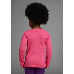 Kidsworld M&auml;dchen Langarmshirt "mit s&uuml;&szlig;em Einhorn Druck", pink, Gr. 128, bedruckt, Jersey, Obermaterial: 100% Baumwolle, Shirts, lang&auml;rmlig,