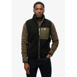 Superdry Herren Steppweste "VINTAGE RETRO FLEECE GILET", schwarz, Gr. XXXL, unifarben, Web, Obermaterial: 100% Polyester, Westen