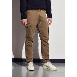 Street One MEN Herren Cargohose, braun, Gr. 32, unifarben, Web, 97% Baumwolle, 3% Elasthan, Hosen, aus Baumwolle mit Stretchanteil