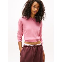 Tommy Jeans Damen Strickpullover "TJW ESSENTIAL CREW SWEATER EXT", rosa, Gr. M, unifarben, Feinstrick, Obermaterial: 100% Baumwolle, Pullover