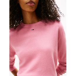 Tommy Jeans Damen Strickpullover "TJW ESSENTIAL CREW SWEATER EXT", rosa, Gr. XXL, unifarben, Feinstrick, Obermaterial: 100% Baumwolle, Pullover