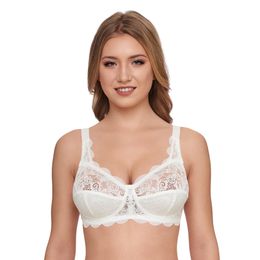 SuSa Damen B&uuml;gelloser BH "Latina", Gr. 100, wei&szlig;, Spitze, Obermaterial: 77% Polyamid, 15% Baumwolle, 8% Elasthan, unifarben, BHs, gen&auml;hte Cups,