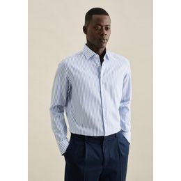 Seidensticker Herren Businesshemd "Schwarze Rose", blau, Gr. 38, gestreift, 100% Baumwolle, Hemden, Slim 1/1 Extra lang Kentkragen Gestreift