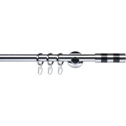 Gardinenstange Liedeco, L:200cm &Oslash;:20mm, grau, Eisen, Gardinenstangen, "Fertigstilgarnitur 20 mm Piano Murcia", Gardinenstange Komplett