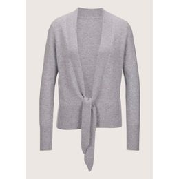 Madeleine Mode MADELEINE Damen Strickjacke "Strickjacke Kaschmir-Strickjacke mit tiefem V-Ausschnitt und Bindeband", grau, Gr. 48, Obermaterial: 100% Kaschmir WS.,