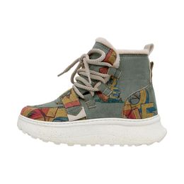 DOGO Damen Schnürstiefelette "Snowie High-Top Bootlove Damen Stiefeletten", Gr. 37, blau, Textil, Schuhe, Handgefertigt