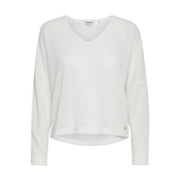 oxmo Damen Strickpullover "Strick-V-Pullover OXKatla", weiß, Gr. XL, unifarben, Obermaterial: 58% Viskose LENZING ECOVERO CV LenzEcov. 42% Polyester