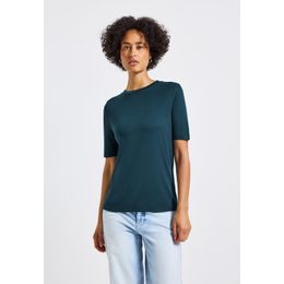 Street One Damen T-Shirt, blau, Gr. 46, unifarben, Web, 50% Baumwolle, 50% Modal, Shirts, im soften Baumwoll-Mix