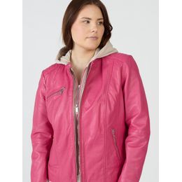 Maze Damen Lederjacke "42021318"pink, Gr. 48, Obermaterial: 100% Lammleder. Futter: 100% Baumwolle. &Auml;rmelfutter: 100% Polyester. Kapuze: 55%