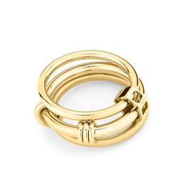 Damen Fingerring "Schmuck Geschenk Edelstahl The Layer-Ring", 56, Edelstahl, 6mm, gold, Liebeskind Berlin, Edelstahl, Fingerringe