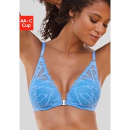 Vivance Damen Push-up-BH, Gr. 85, blau, Spitze, Obermaterial: 89% Polyamid, 11% Elasthan, BHs, mit B&uuml;gel, im High-Apex-Design, verf&uuml;hrerische Dessous