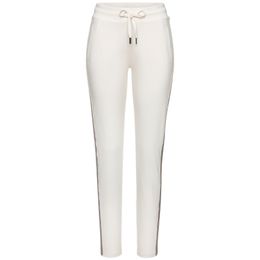 H.I.S. H.I.S Damen Sweathose, Gr. 36, beige, Interlock, Obermaterial: 60% Baumwolle, 40% Polyester, unifarben, Basic, Hosen, mit seitlichen Streifen,