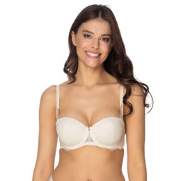 Viania Damen Balconnet-BH "Balconette B&uuml;gel BH Carmen", Gr. 80, beige, Spitze, Obermaterial: 72% Polyamid PA. 16% Polyester PES. 12% Elasthan EL., BHs