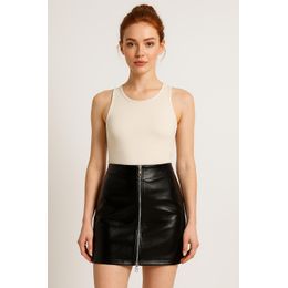 Only Damen Lederimitatrock "ONLKAMILLA PATENT SKIRT CC OTW", schwarz, Gr. S, unifarben, Web, Obermaterial: 100% Polyester, R&ouml;cke