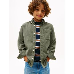 Tommy Hilfiger Kinder Langarmhemd "CORDUROY SHIRT", gr&uuml;n, Gr. 7, unifarben, Web, Obermaterial: 100% Baumwolle, Hemden, Kinder bis 16 Jahre