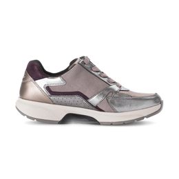Damen Keilsneaker, Gabor Rollingsoft, Gr. 39, silber, Veloursleder, Ziegenleder, metallic, Schuhe, Schn&uuml;rer, Halbschuh, Freizeitschuh mit