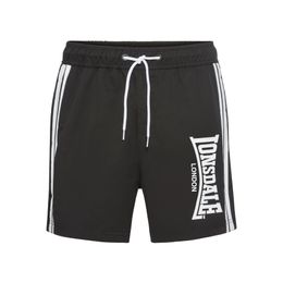 Lonsdale Herren Shorts "TAMESIDE Badeshorts", schwarz-wei&szlig;, Gr. S, gestreift, Jersey, Obermaterial: 100% Polyester, Hosen, mit elastischem Bund und
