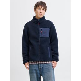 Jack & Jones JACK & JONES Herren Fleecejacke "JJTHATCHER FLEECE JACKET", blau, Gr. XS, unifarben, Web, Obermaterial: 100% Polyester, Jacken