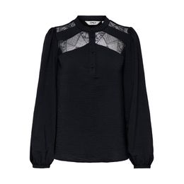 Only Damen Langarmbluse "OnlyOHANNA LIFE FR L/S LACE TOP WVN CS", schwarz, Gr. M, unifarben, Web, Obermaterial: 100% Polyester, Blusen