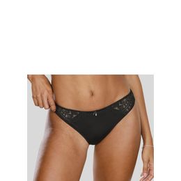Lascana Damen Tanga "Flora", Gr. 48, schwarz, Spitze, Obermaterial: 89% Polyamid, 11% Elasthan, Unterhosen, hinten aus leicht transparenter Spitze