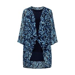 GOLDNER Damen Klassische Bluse "Kurzgr&ouml;&szlig;e Set aus elegant bedruckter Chiffonh&uuml;lle mit Top", blau, Gr. 19, Obermaterial: 100% Polyester PES., Blusen