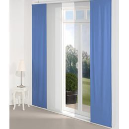 Schiebegardine WIRTH, B:60cm H:145cm, blau, Polyester, Wohnzimmer, Gardinen, "Dim out", inkl. Beschwerungsstange