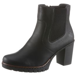 Rieker Damen Stiefelette, Gr. 39, schwarz, Lederimitat, unifarben, Schuhe, Boots, Chelsea-Stiefelette, Blockabsatz, in elegantem Look
