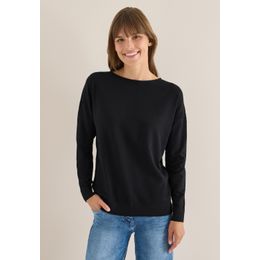 Cecil Damen Strickpulloverschwarz, Gr. M, unifarben, Stoff, 50% Viskose, 28% Polyester, 22% Nylon, Pullover, mit Struktur-Optik