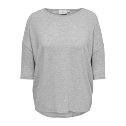 Only CARMAKOMA Damen 3/4-Arm-Shirt "CARLAMOUR 3/4 TOP JRS NOOS", grau, Gr. M, unifarben, Single Jersey, Obermaterial: 65% Polyester, 30% Viskose, 5%