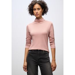 Rollkragenshirt Street One, Damen, Gr. 38, faded rose, Web, 50% Baumwolle, 50% Modal, unifarben, normal normal, hoch geschlossener Ausschnitt, abgesteppt, Shirts, im soften Baumwoll-Mix