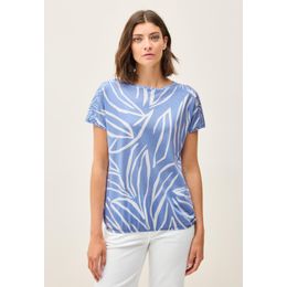 Cecil Damen T-Shirt, blau, Gr. XXL, bedruckt, Web, 50% Modal, 50% Baumwolle, Shirts, mit U-Boot-Ausschnitt