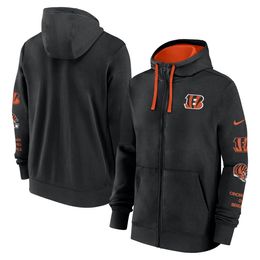 Nike Damen Kapuzenpullover "Nike Hoodie Cincinnati Bengals Nike Full-Zip Fleece"schwarz, Gr. XXL, 82% Baumwolle, 18% Polyester, Pullover