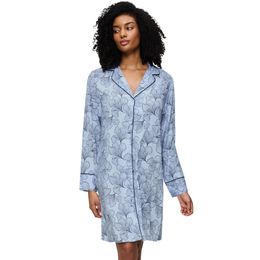 Triumph Damen Nachthemd "Boyfriend Fit NDW", Gr. 40, blau, Stoff, Obermaterial: 100% Viskose, bedruckt, unifarben, Kleider, mit durchgehender