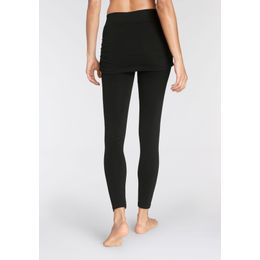 Vivance ACTIVE Damen Leggings, Gr. 32, schwarz, Single Jersey, Obermaterial: 95% Baumwolle, 5% Elasthan, unifarben, Basic, Hosen, mit angen&auml;htem Rock