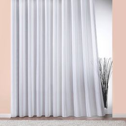 Weckbrodt-Gardinen Gardine WECKBRODT, B:625cm H:145cm, blau, Polyester, Wohnzimmer, Gardinen, "Athen", Webgardine, halbtransparent, mit Glanzeffektstreifen,