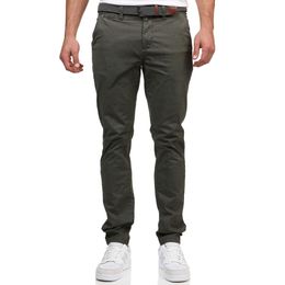 INDICODE Herren Chinos "INGeoport", grün, Gr. 33, unifarben, Web, Obermaterial: 98% Baumwolle, 2% Elasthan, Hosen