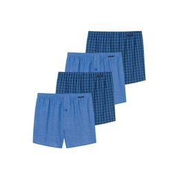 Schiesser Herren Webboxer "Web-Boxershorts 4er Pack", Gr. S, blau, Obermaterial: 100% Baumwolle CO., Unterhosen