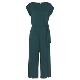 Lascana Damen Culotte-Overall, blau, Gr. 38, unifarben, Jersey, Obermaterial: 95% Viskose, 5% Elasthan, Overalls, mit Knotendetail in der Taille,