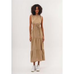 FRESHLIONS Damen Jerseykleid "Lilia", braun, Gr. S, 100% Leinen, Kleider, mit raffinierten Faltendetails