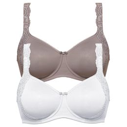 SuSa Damen Minimizer-BH "2er Pack Minimizer BH mit Bügel London", Gr. 75weiß frosty lavender, Obermaterial: 77% Polyamid PA. 23% Elasthan EL., BHs