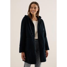 Cecil Damen Fellimitatmantel, blau, Gr. M, unifarben, Stoff, Obermaterial: 100% Polyester; Futter: 100% Polyester, M&auml;ntel, mit Teddy-Futter und