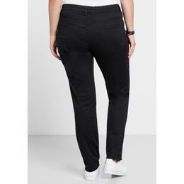 sheego Damen Stretch-Hose, schwarz, Gr. 58, unifarben, 97% Baumwolle, 3% Elasthan, Hosen